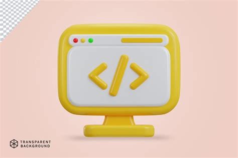 premium psd 3d coding icon symbol of software and web development vector illustration