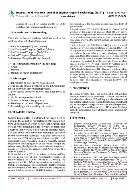 Review On The Parametric Optimizaton Of Tig Welding Pdf