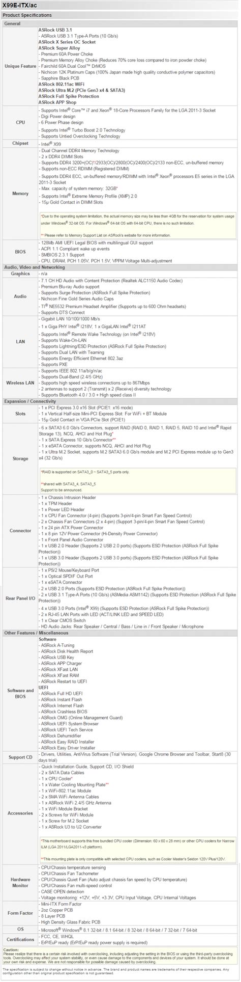 Asrock X99e Itxac Mini Itx Intel X99 Motherboard Review