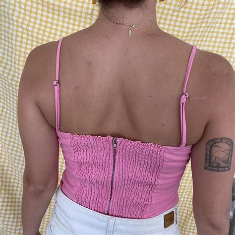 Ghanda Pink Linen Crop Size M Depop