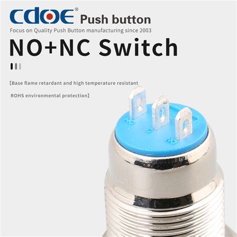 CE No And Nc Push Button 10mm High Head Waterproof Reset 1no1nc Mini Latching Switch