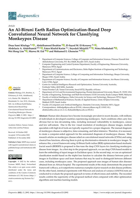 Pdf An Al Biruni Earth Radius Optimization Based Deep Convolutional Neural Network For