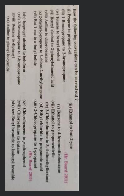 How The Following Conversions Can Be Carried Out I Propene To Propan 1