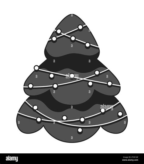 Decorations Christmas Tree Black And White 2d Cartoon Object Stock Vector Image And Art Alamy