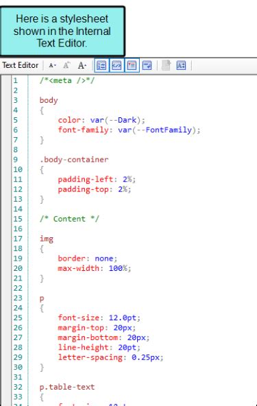Internal Text Editor