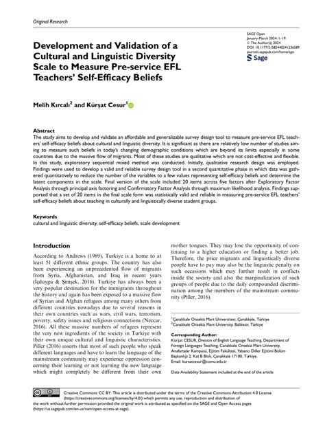 Pdf Development And Validation Of A Cultural And Linguistic Diversity Scale To Measure Pre