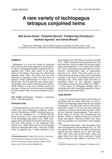 Pdf A Rare Variety Of Ischiopagus Tetrapus Conjoined Twins Case Report