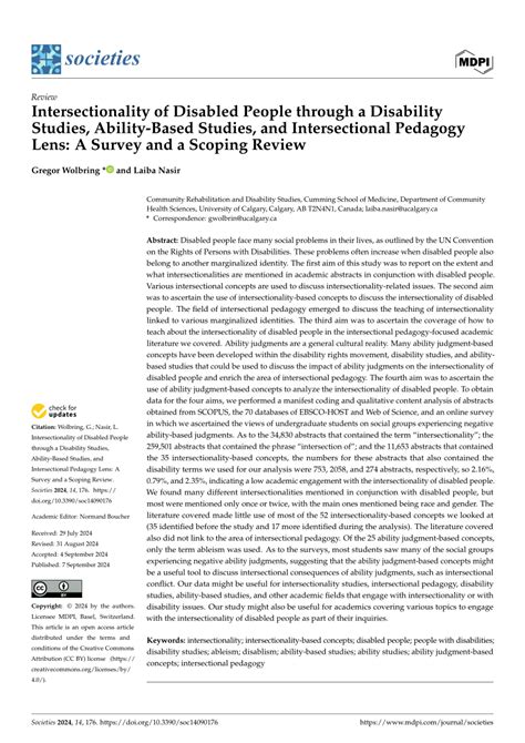 Pdf Intersectionality Of Disabled People Through A Disability Studies