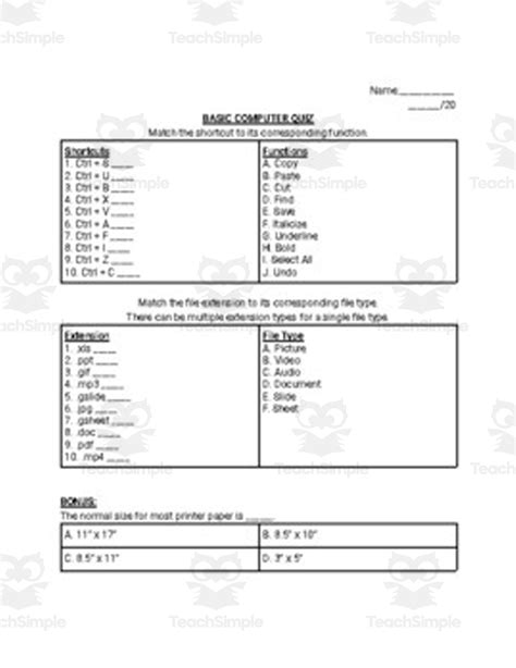 Basic Computer Quiz Editable In Google Docs By Teach Simple
