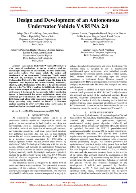 pdf ijert design and development of an autonomous underwater vehicle