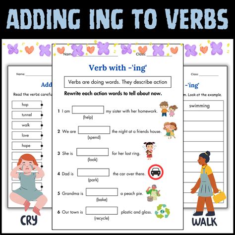 Adding Ing To Verbs Grammar Worksheet Ing Endings Activity Book For Grade 1 Made By Teachers