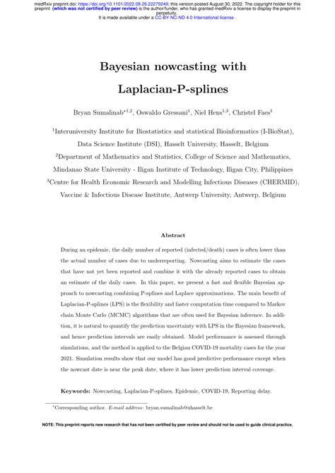 Pdf Bayesian Nowcasting With Laplacian P Splines