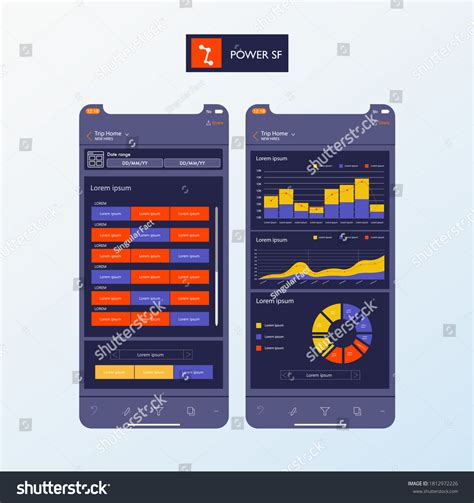 Power Bi Templatedata Analyticsgraphs Chartsreport Editmobile Stock Vector Royalty Free