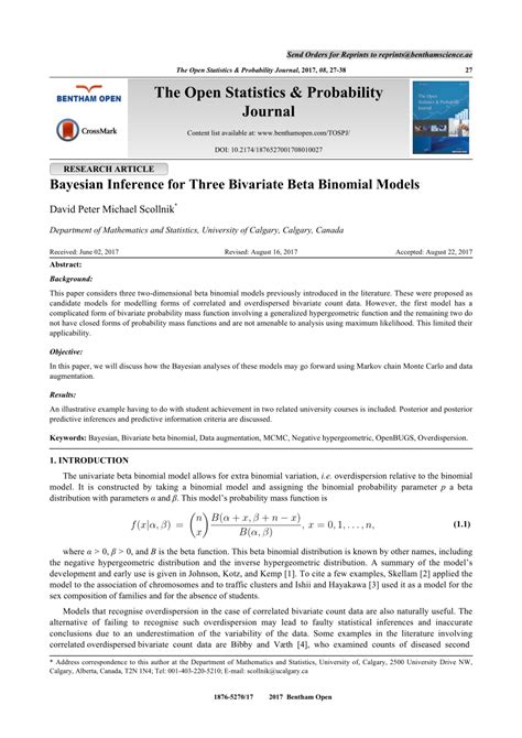 pdf bayesian inference for three bivariate beta binomial models