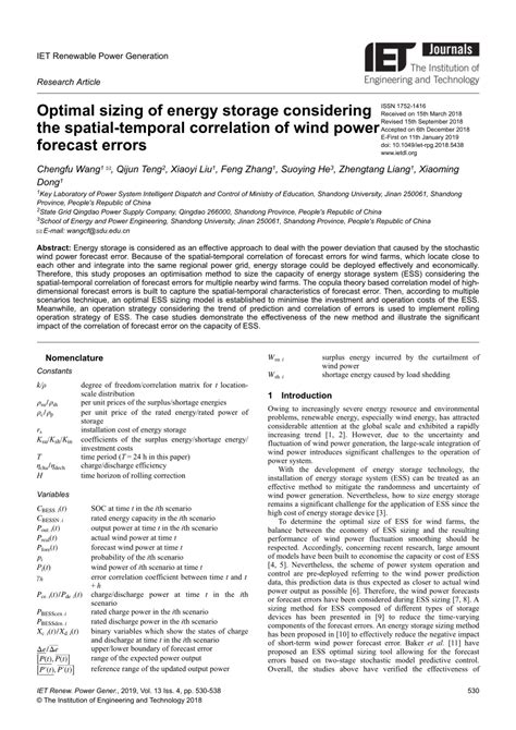 Optimal Sizing Of Energy Storage Considering The Spatial Temporal Correlation Of Wind Power