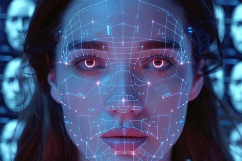 Facial Recognition Of A Womans Face Premium Ai Generated Image
