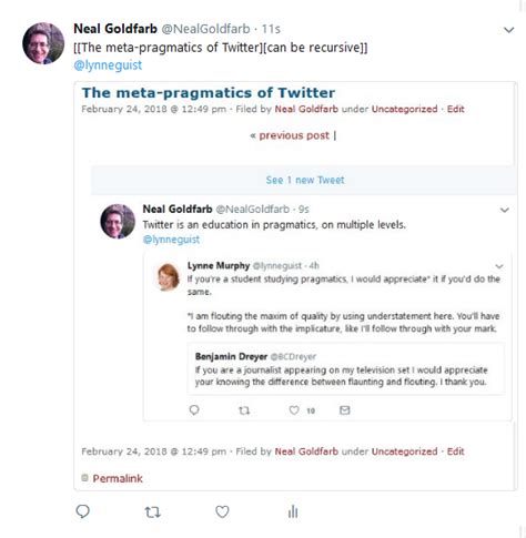 Language Log Toward A Recursive Meta Pragmatics Of Twitterspheric Intertextuality