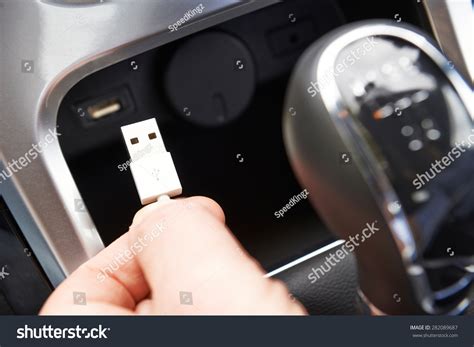 Close Hand Holding Usb Connector Car Stock Photo Shutterstock