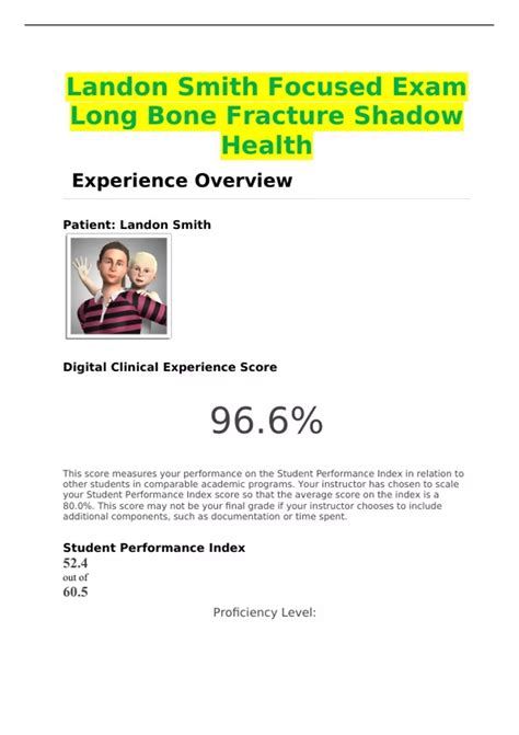 Landon Smith Focused Exam Long Bone Fracture Shadow Health Landon