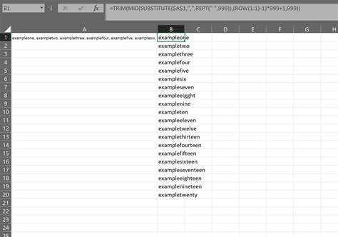 Excel Separating Comma List Into Cells With Formula Stack Overflow