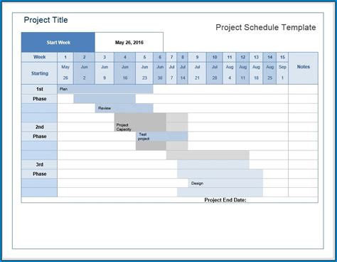 Free Printable Project Schedule Template