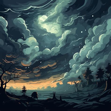 하늘에 구름 프리미엄 벡터