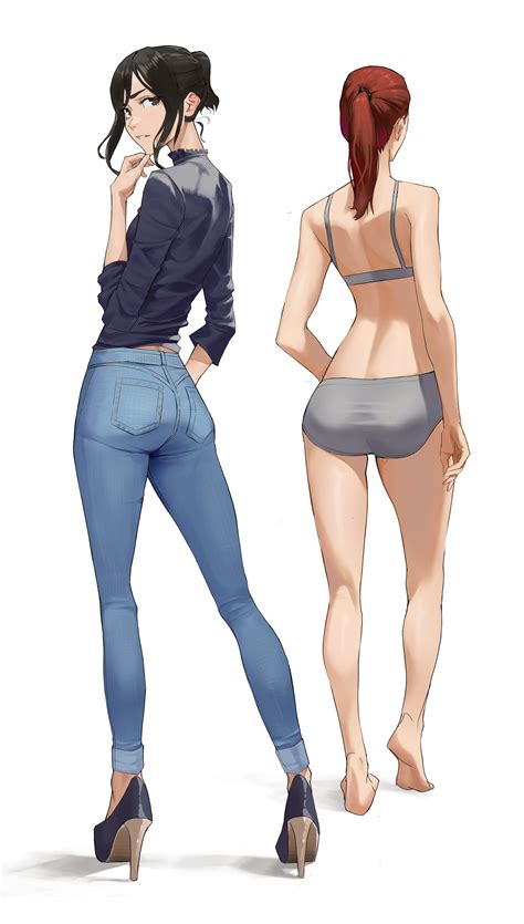 Rule 34 Ass Barefoot Black Hair Bra Feet High Heels Jeans Legs
