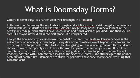 Doomsday Dorms The RPG By MrMander