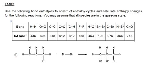 solved use the following bond enthalpies to construct