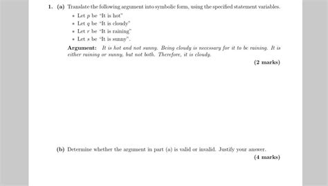 Solved 1 A Translate The Following Argument Into Symbolic