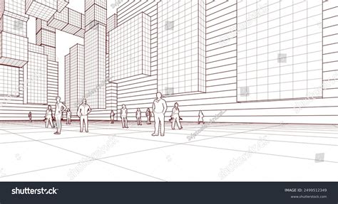 City Abstract Modular Architecture 3d Rendering Stock Vector Royalty Free 2499512349