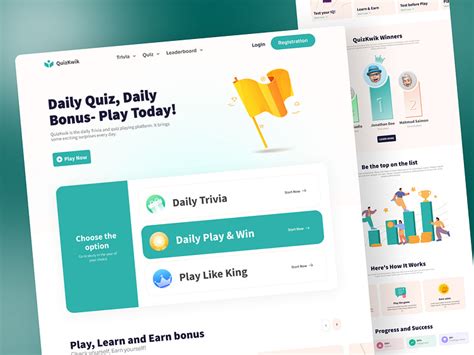 trivia quiz landing page leaderboard uiux by netro creative for netro