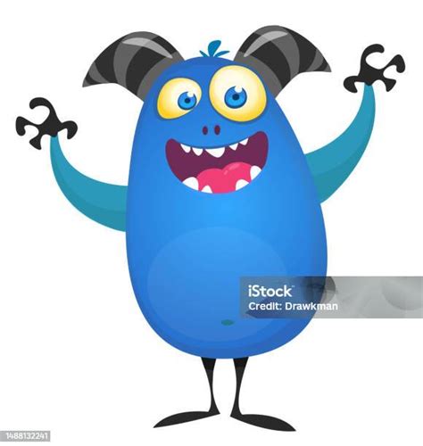 재미있는 만화 괴물 빅풋 설인 귀엽고 행복한 외계인의 그림 할로윈 벡터 디자인 고립 가공의 인물에 대한 스톡 벡터 아트 및 기타 이미지 가공의 인물 공포 무서움 귀신