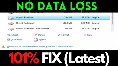 Windows Cannot Be Installed On Drive 0 Partition 1 2 3 4 5 Without