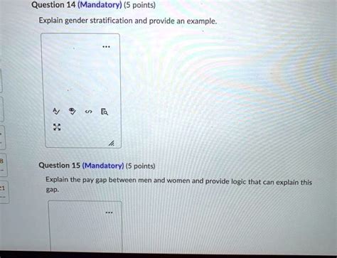 question 14 mandatory 5 points explain gender stratification and