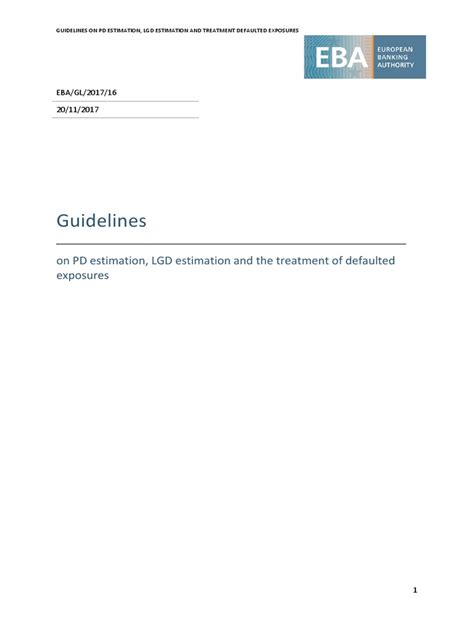Guidelines On Pd And Lgd Estimation Eba Gl 2017 16 Chapters 123