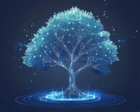 Tree Data Technology On A Blue Dark Background Digital Circuit Board Featuring Internet