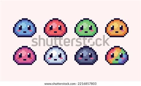 Monster Slime Pixel Art Set Cute Stock Vector Royalty Free 2216857803 Shutterstock