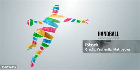 흰색 배경에 핸드볼 선수의 추상 실루엣 핸드볼 선수 남자는 공을 던집니다 벡터 일러스트 레이 션 3차원 형태에 대한 스톡 벡터 아트 및 기타 이미지 Istock