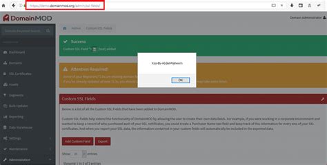 stored xss vulnerability in custom ssl fields · issue 83 · domainmod domainmod · github