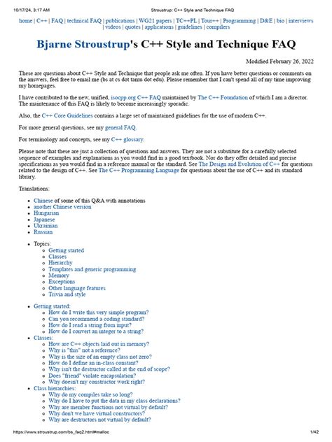 Stroustrup C Style And Technique Faq Pdf C Class Computer