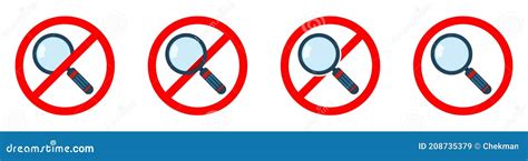 停止或禁用放大镜图标的红色圆形标记 矢量图插图 向量例证 插画 包括有 危险 互联网 发现 研究 208735379