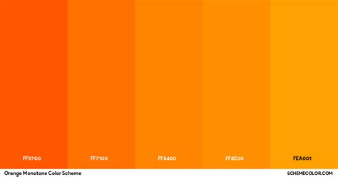 Orange Monotone Color Scheme Palettes