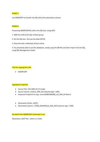 NDMPCOPY Lun From Mode NetApp To CDOT PDF Databases Computer Software And Applications