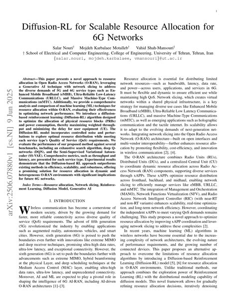 Pdf Diffusion Rl For Scalable Resource Allocation For 6g Networks