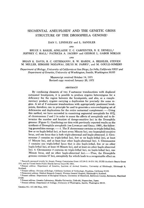 Pdf Segmental Aneuploidy And The Genetic Gross Structure Of The