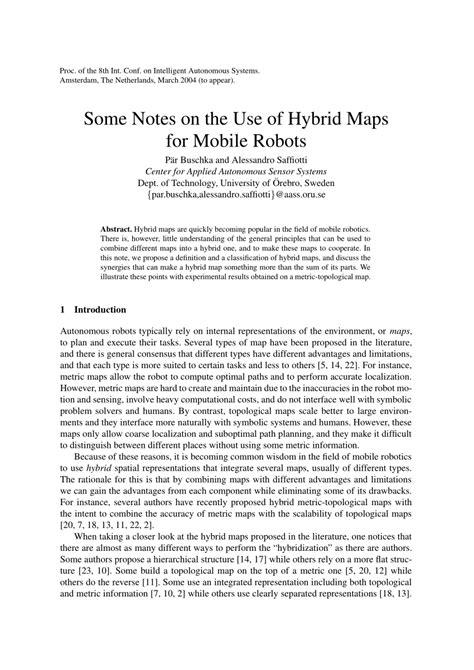 Pdf Some Notes On The Use Of Hybrid Maps For Mobile Robots