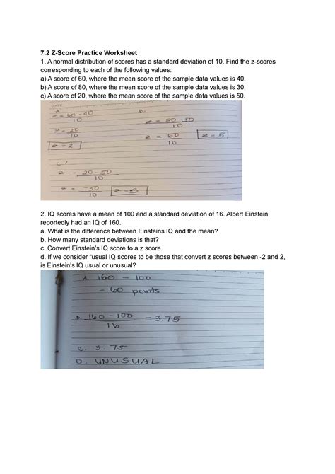 Solved Z Score Practice Worksheet Name 1 A Normal Worksheets Library