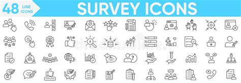 Survey Icons Set Opinion Questionnaire Poll Research Data Collection Survey List And More