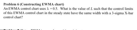 Solved Problem 6 Constructing Ewma Chart An Ewma Control